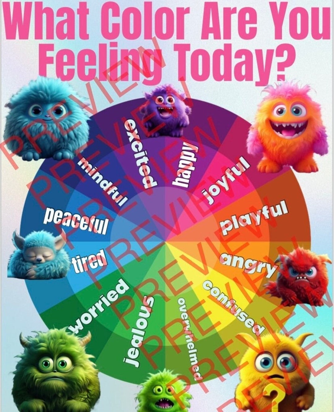 Color Wheel Feelings Poster - Etsy