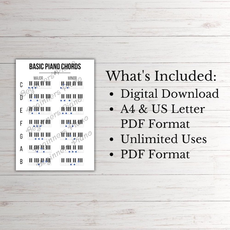 Minimalistic Piano Chord Chart, for A4 and US Letter PDF - Etsy
