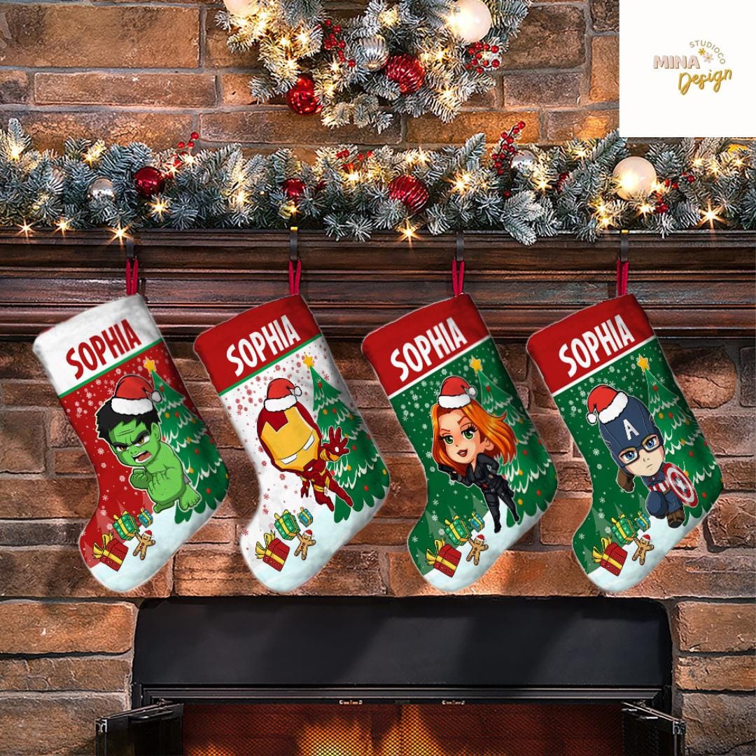 Personalized All Characters Disney Marvel Avengers Christmas Stockings ...