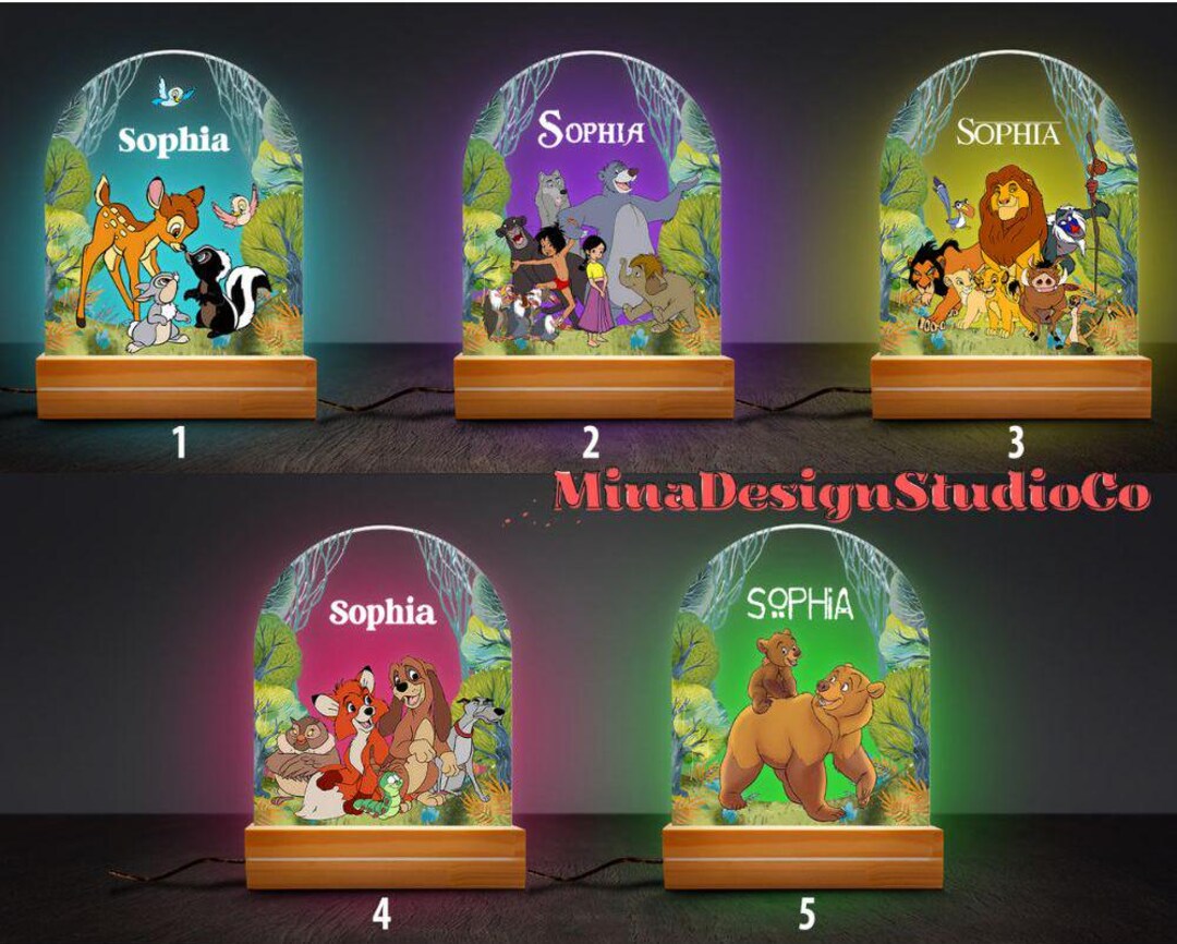 Personalized the Lion King Simba Mufasa Disney Night Light, Bambi the ...