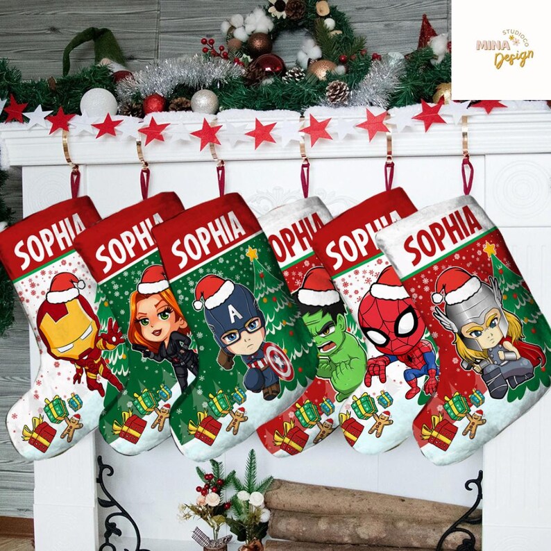 Personalized All Characters Disney Marvel Avengers Christmas Stockings ...