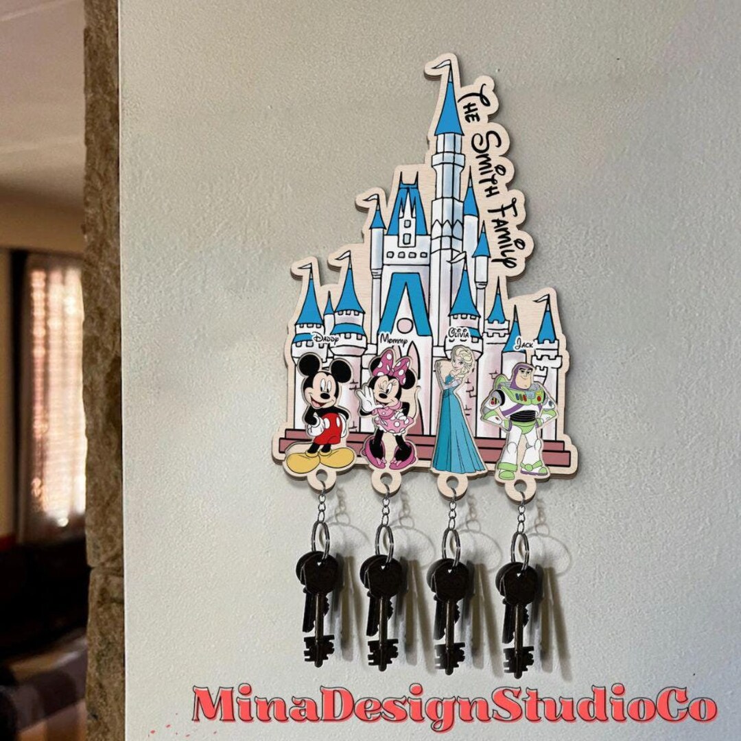 Personalized All Characters Disney Castle Key Holder, Mickey Minnie ...