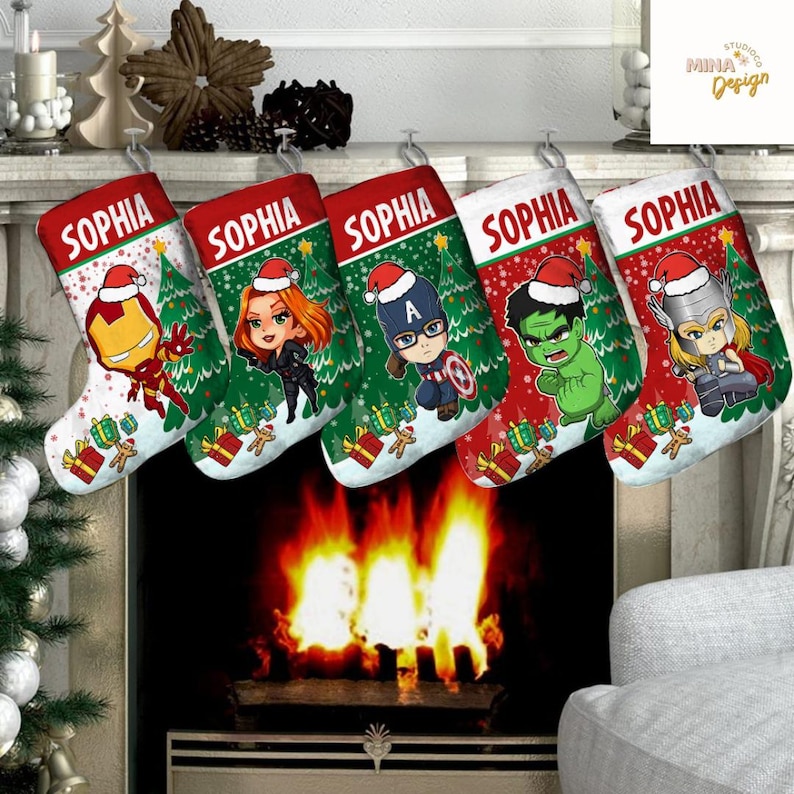Personalized All Characters Disney Marvel Avengers Christmas Stockings ...