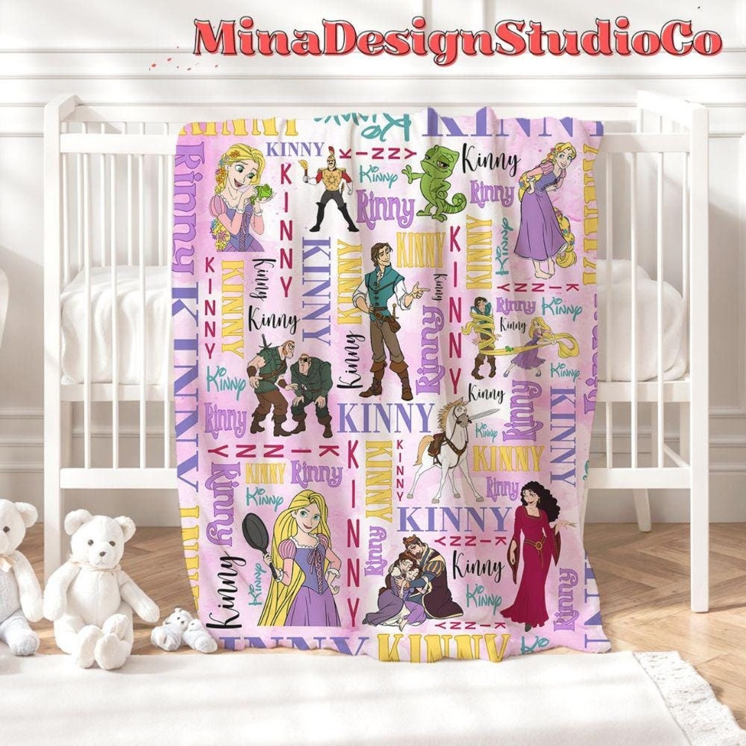 Personalized Disney Tangled Blanket, Watercolor Disney Princess ...