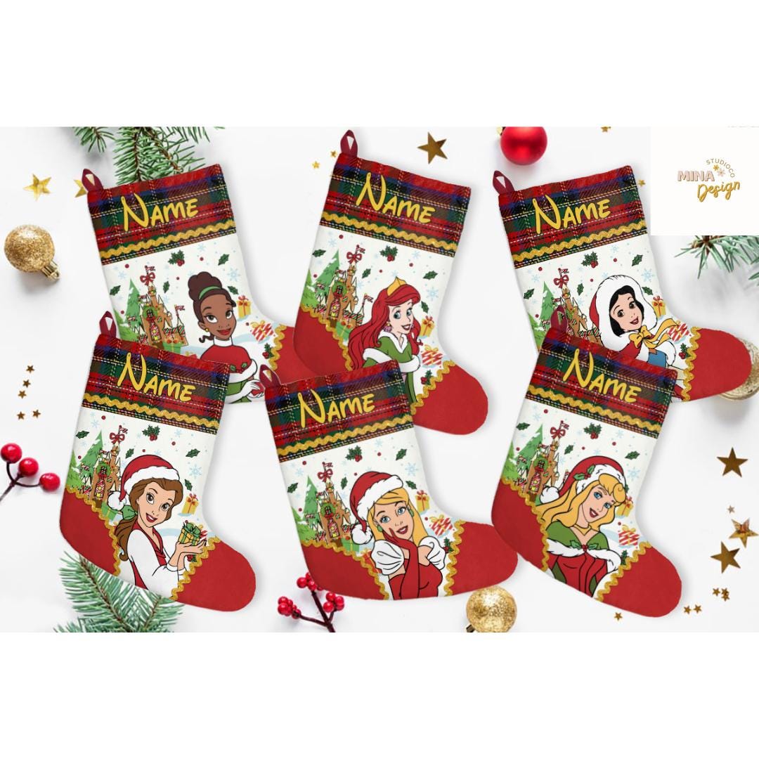Personalized Disney Princess Christmas Stockings, Cinderella Belle ...