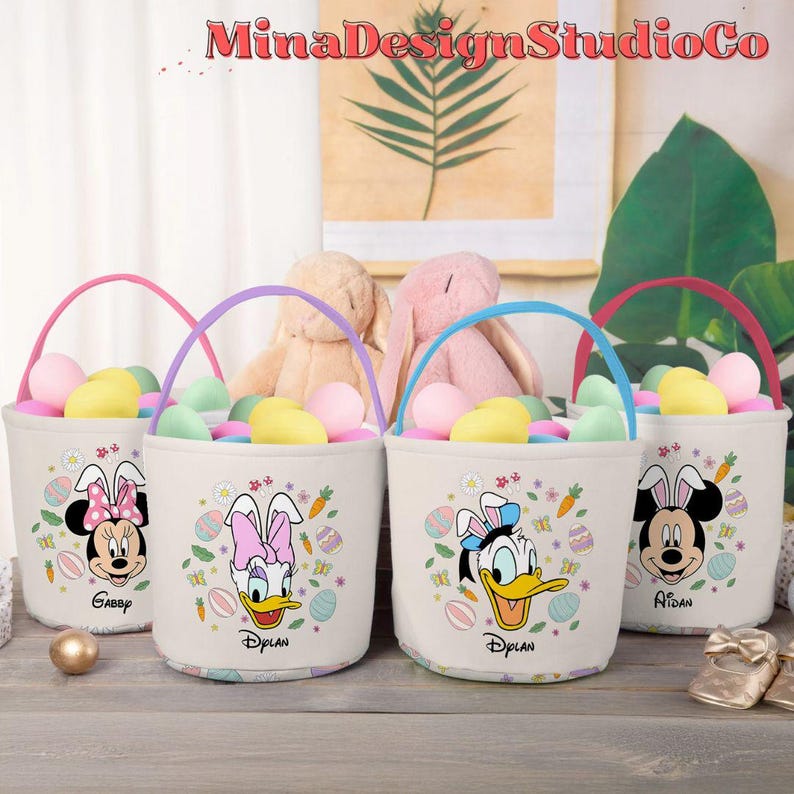 Personalized All Characters Bunny Egg Disney Easter Basket, Mickey ...