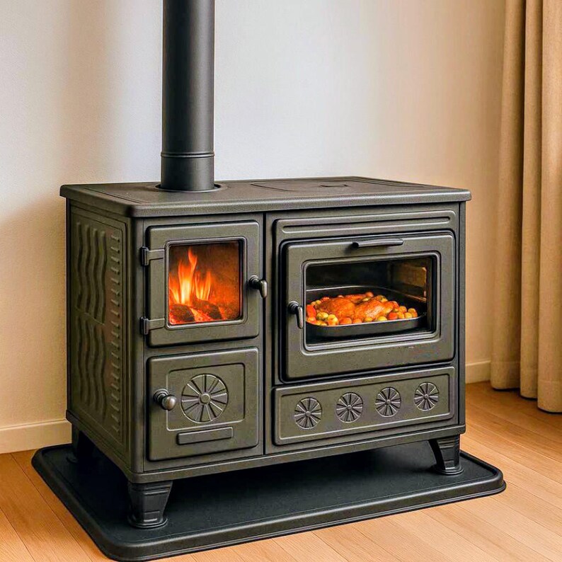 Wood Burning Stove With Oven, Cooker Stove, Heating and Cooking, Cabin ...