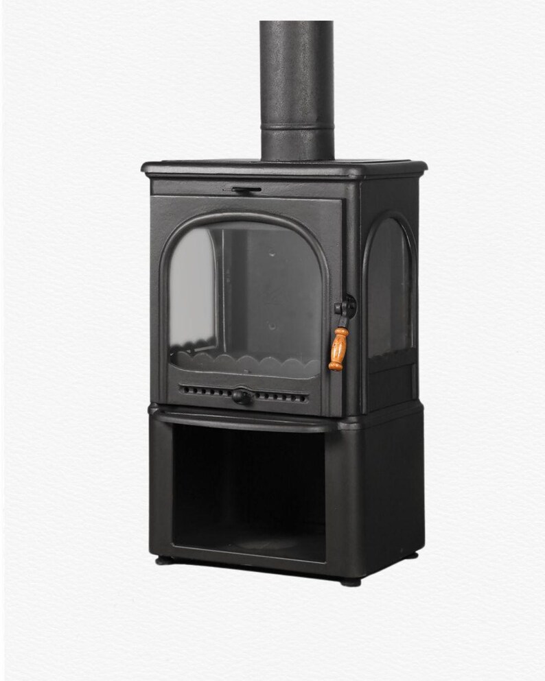 Cast Iron Wood Burning Stove With Log Storage: 7kw Rustic Heater - Etsy