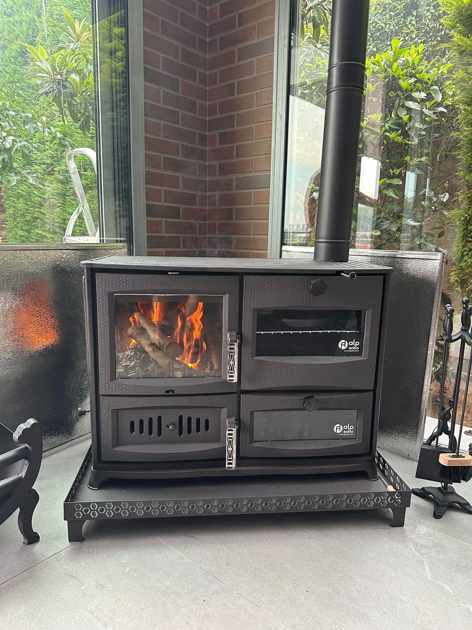 Wood Burning Cooker Stove With Oven, Functional Cast Iron Fireplace ...