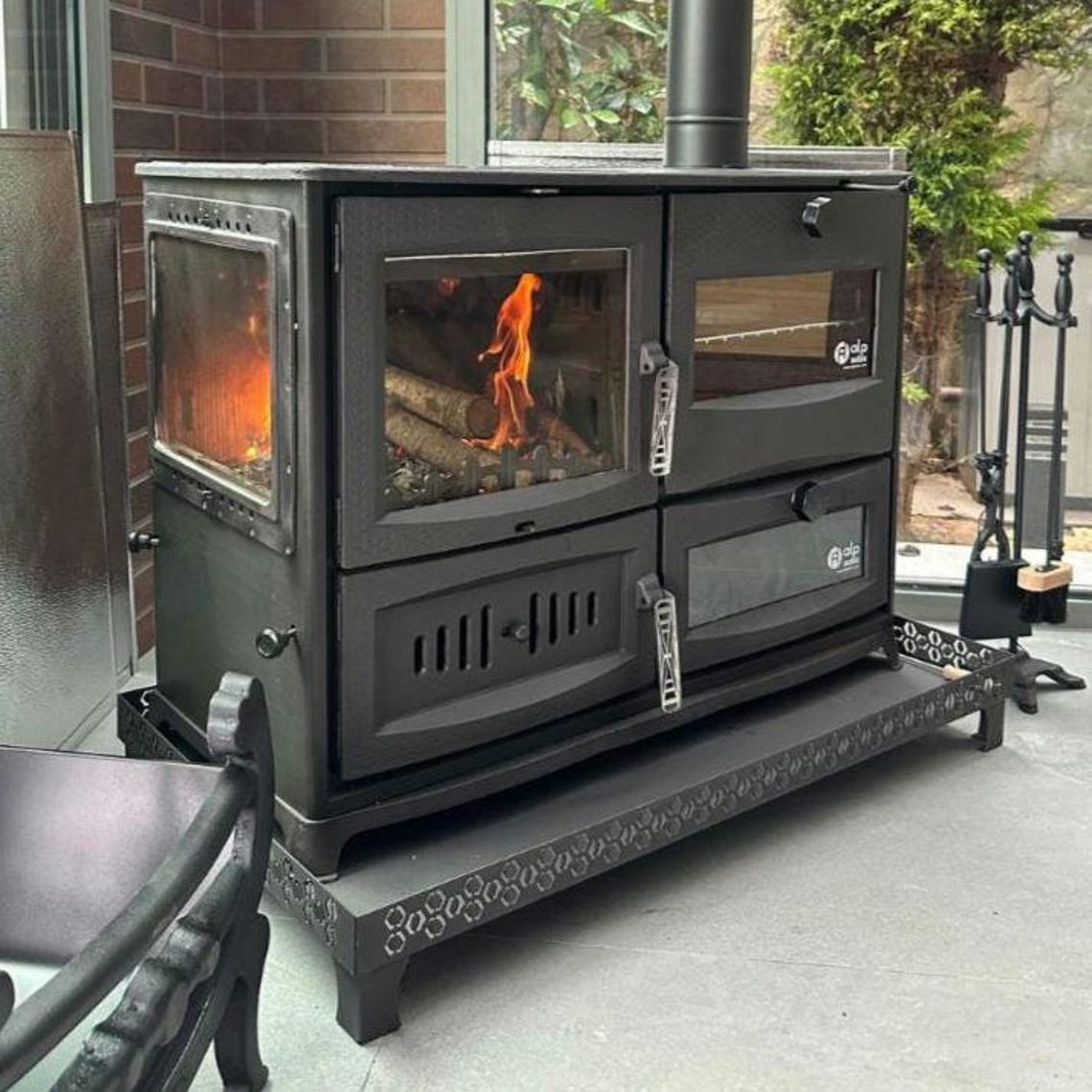 Wood Burning Cooker Stove With Oven, Functional Cast Iron Fireplace ...