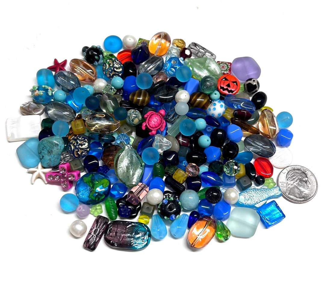 Loose Bead Mix - Assorted Beads - 10+oz. Glass Shell Crystal Lampwork ...