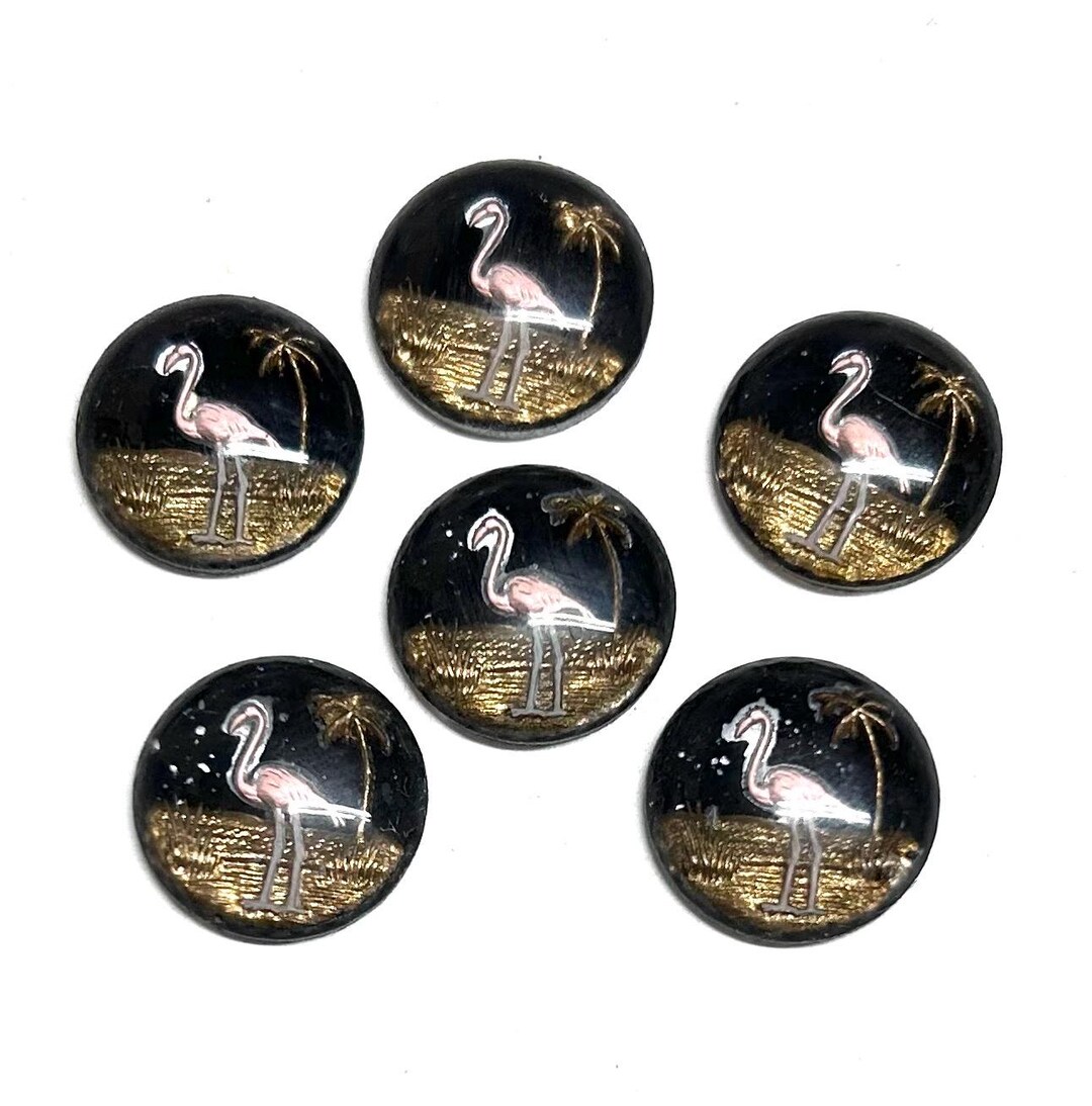 Vintage Glass Cabochons - NOS - Flamingo Cab for Jewelry - 6 Piece Lot ...
