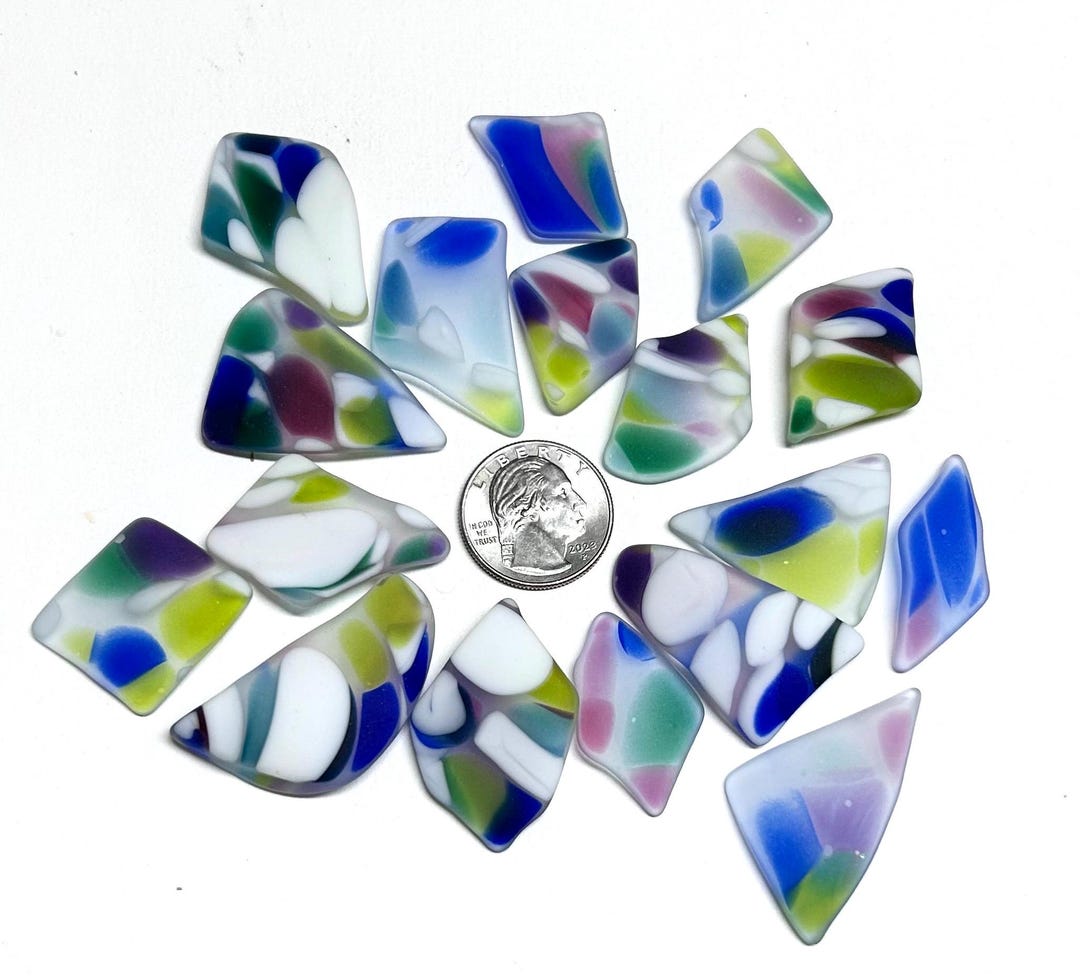 Art Glass Lot - Tumbled Glass for Pendants - Colorful Glass Shapes ...
