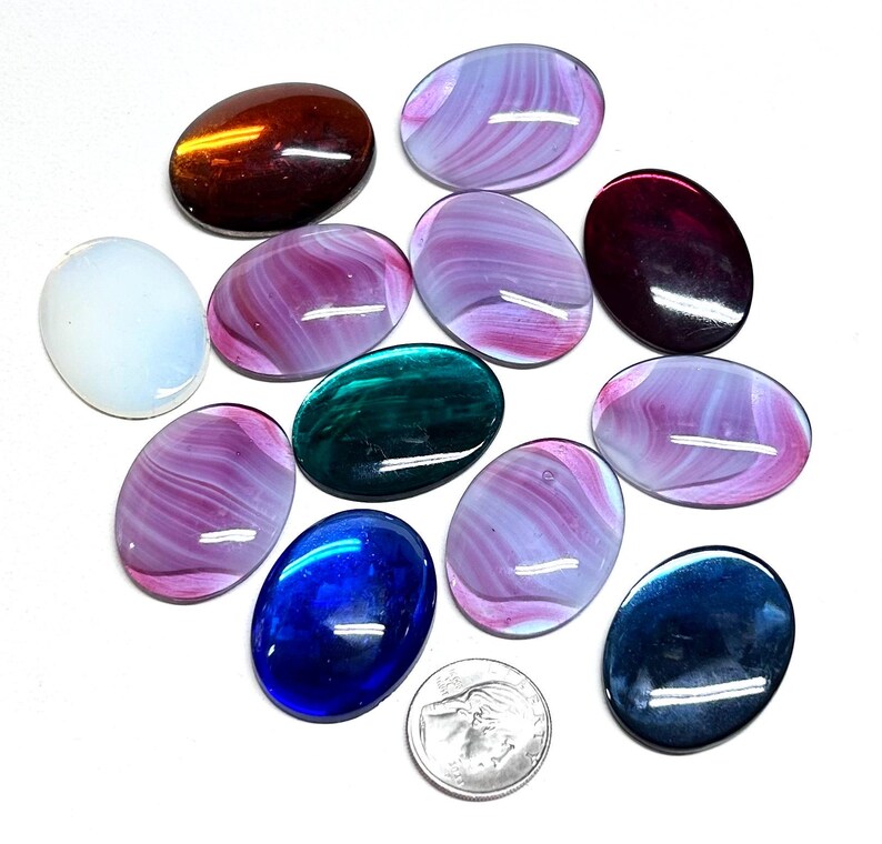 Vintage Glass Cabochons - Assorted Cabochons - 40x30mm - Unique Jewelry ...