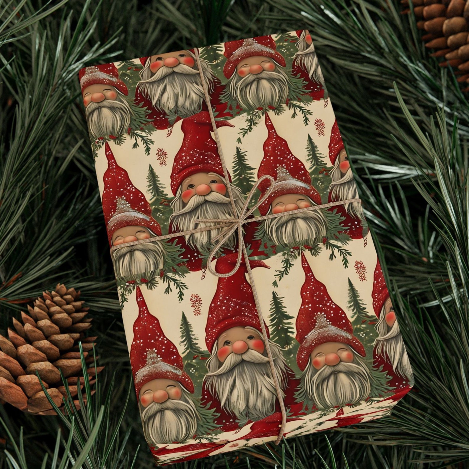 Gnome Christmas Wrapping Paper: Retro Holiday Gift Wrap - Etsy