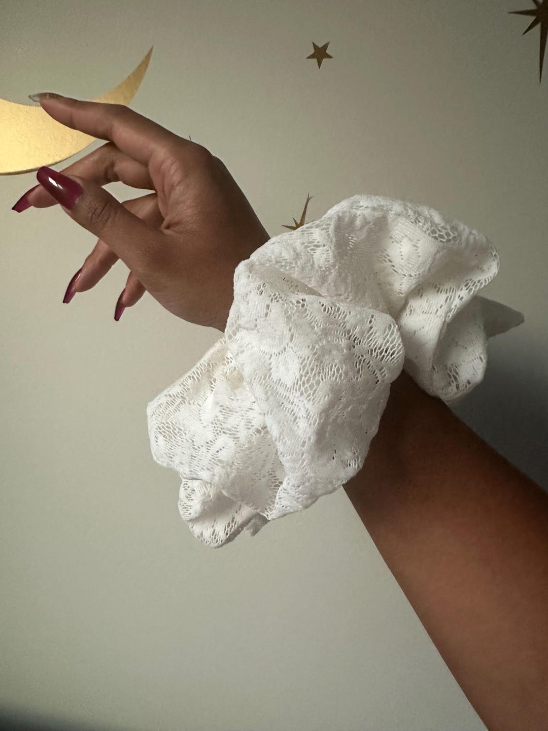 White Lace Hair Scrunchie Oversized Large Classic Mini Sizes Big Hair ...