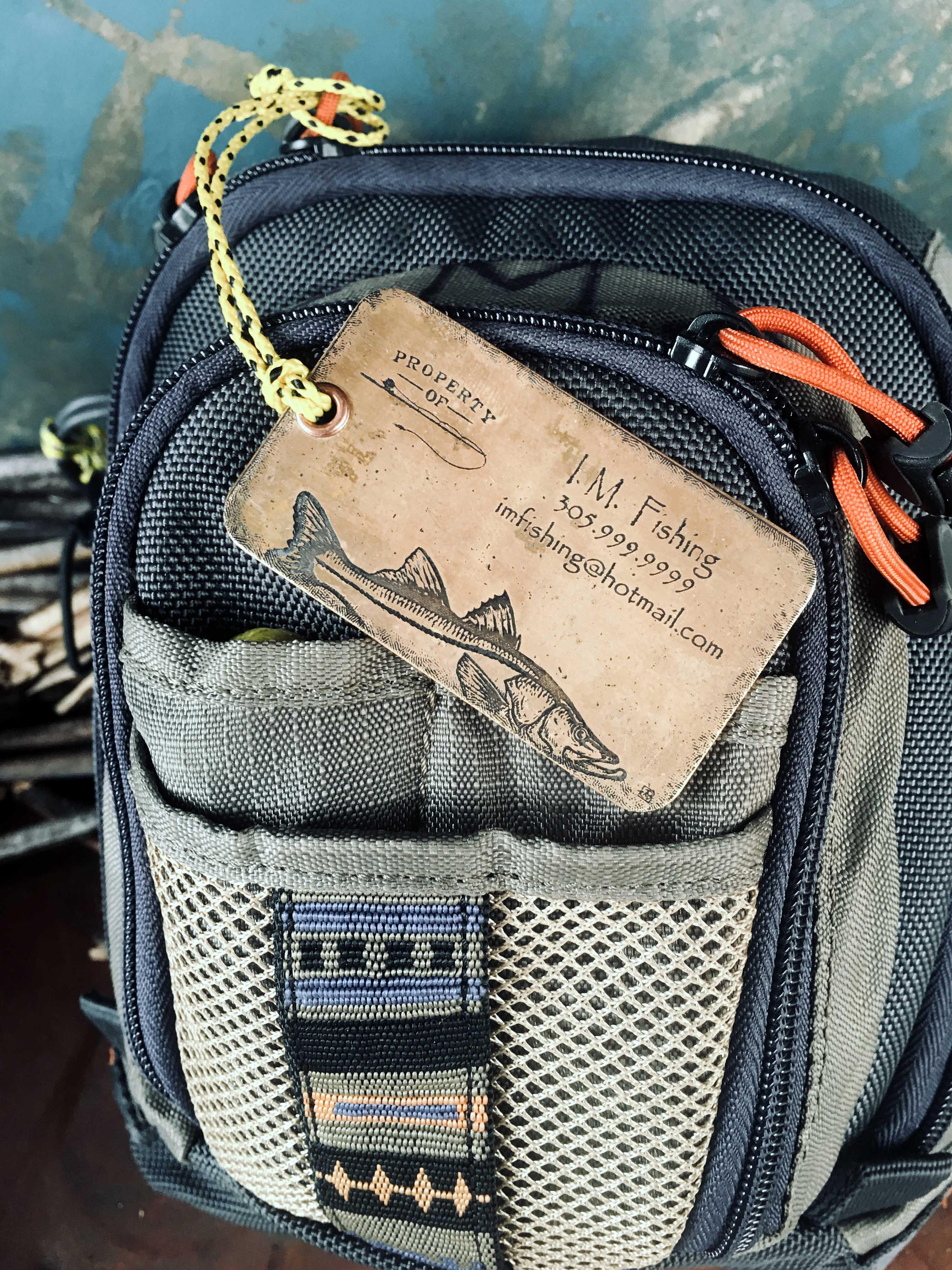 Set of two (2) Copper or Brass Luggage Tags, Fishing Bag Tags ...