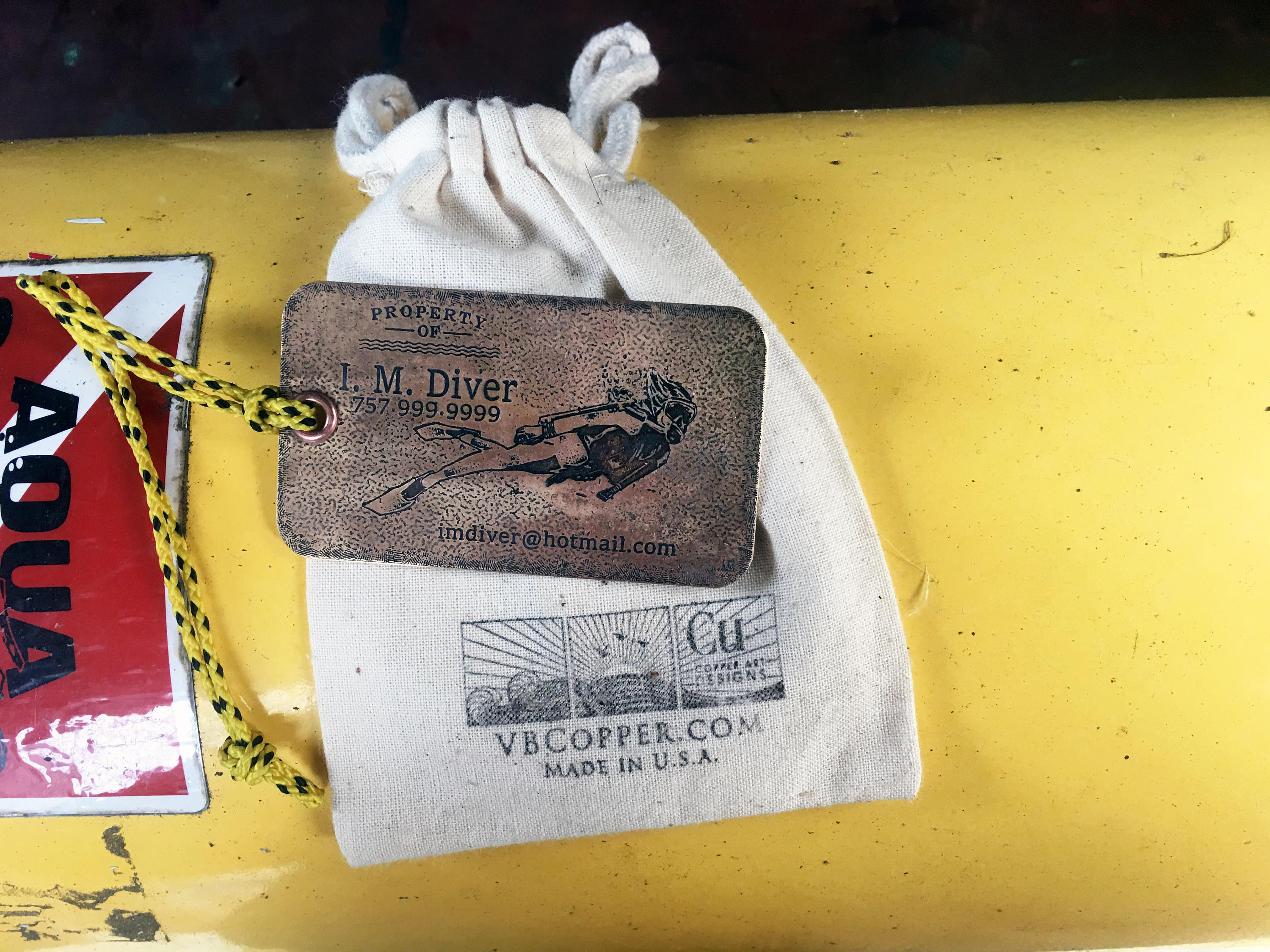 Set of two (2) Personalized Metal Luggage Tags, Scuba Diving Bag Tags ...