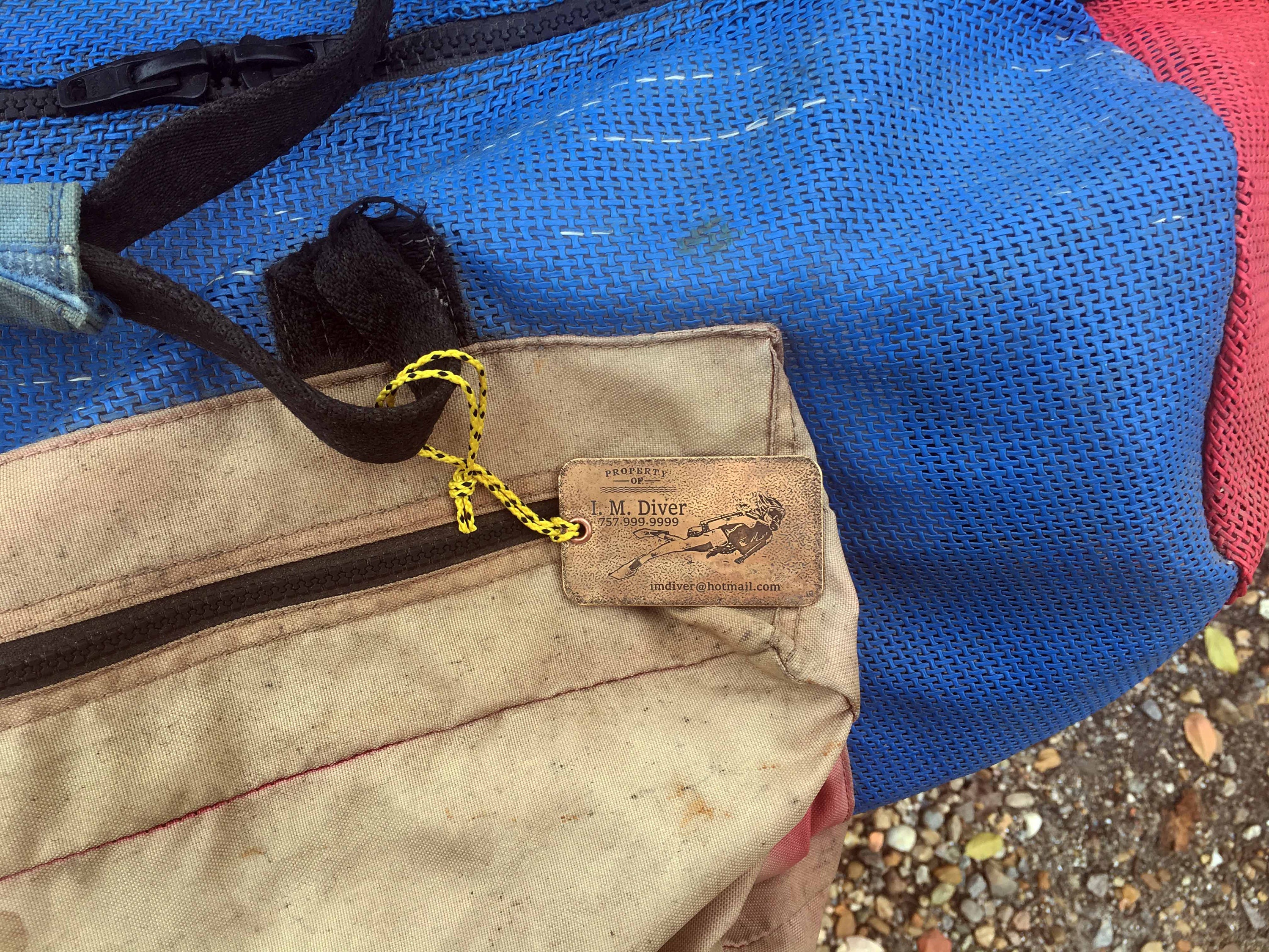 Set of two (2) Personalized Metal Luggage Tags, Scuba Diving Bag Tags ...