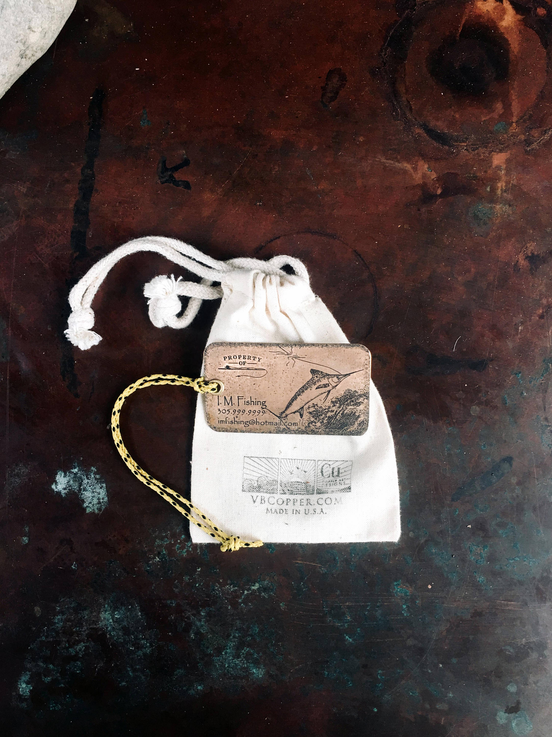 Set of two (2) Copper or Brass Luggage Tags, Fishing Bag Tags ...