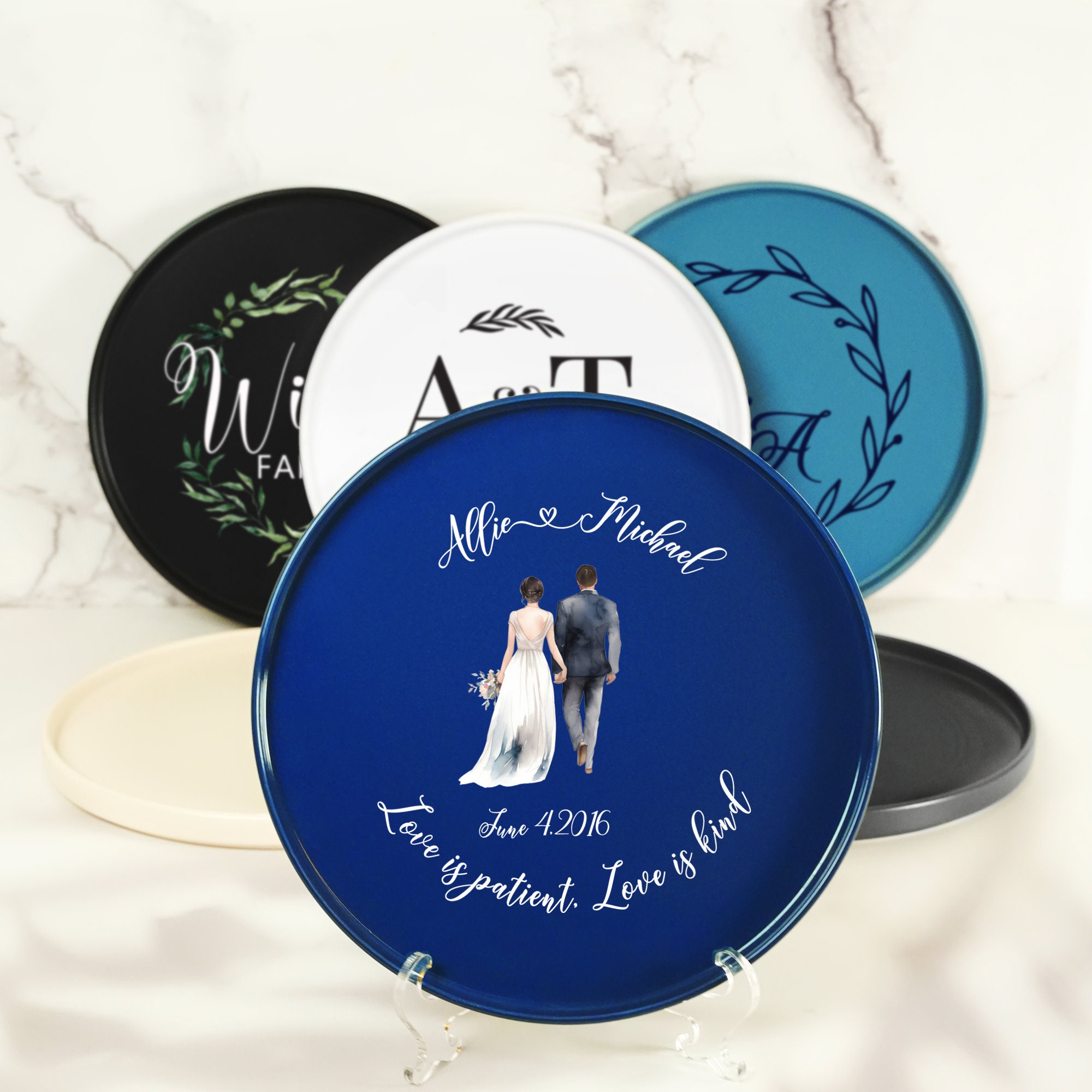 Personalized Ceramic Wedding Platter, Custom Monogrammed Decorative ...