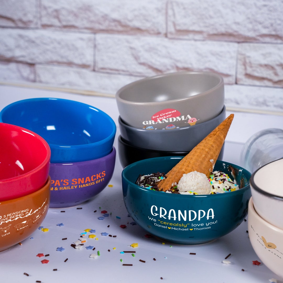 Personalized Grandma Gift Ceramic Bowl, Custom Name Ice Cream Bowl ...