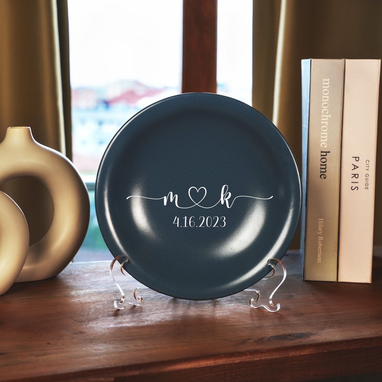 Personalized Ceramic Wedding Platter, Custom Monogrammed Decorative ...