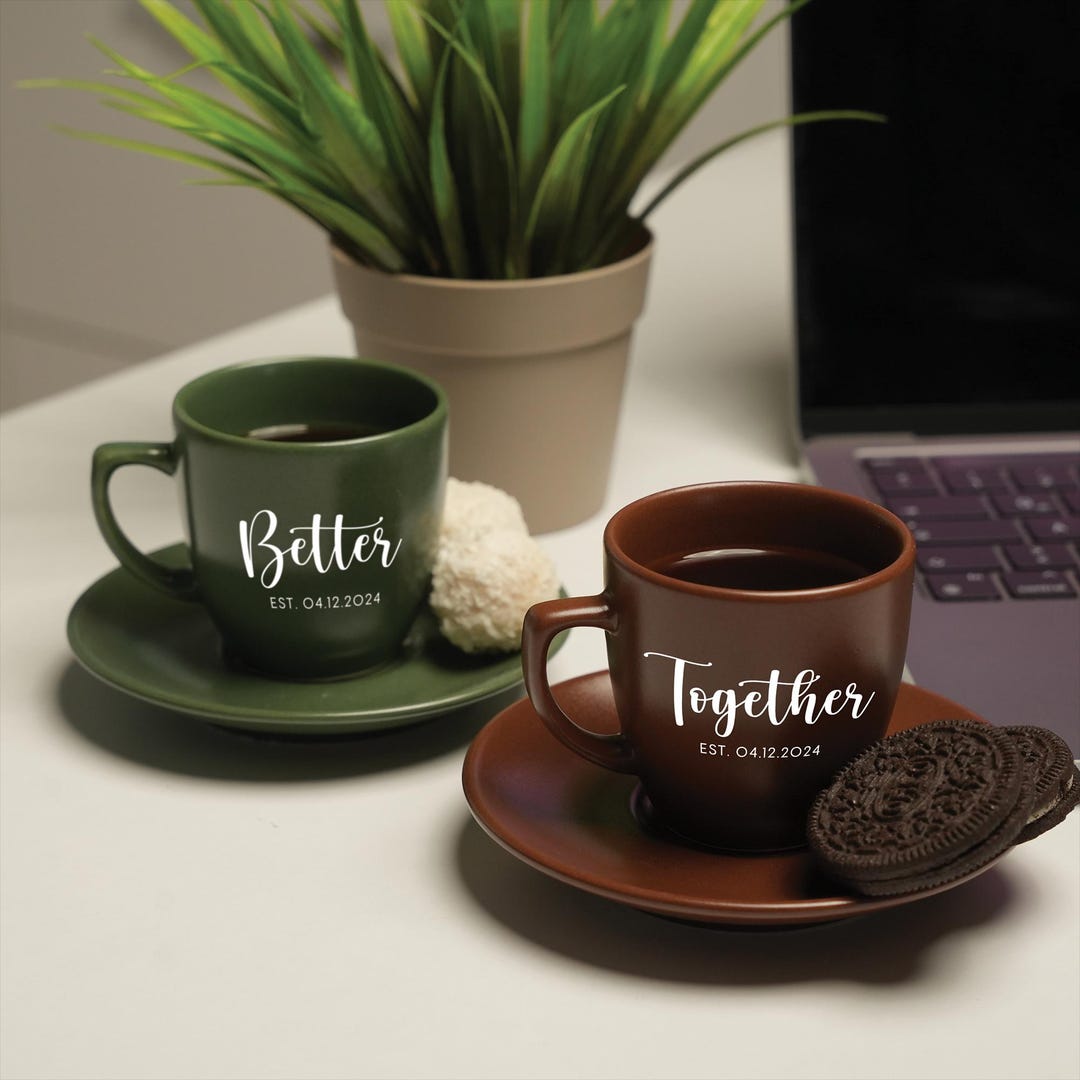 Personalized Espresso Mugs Gift for Couple, Handmade Ceramic Coffee Cup ...