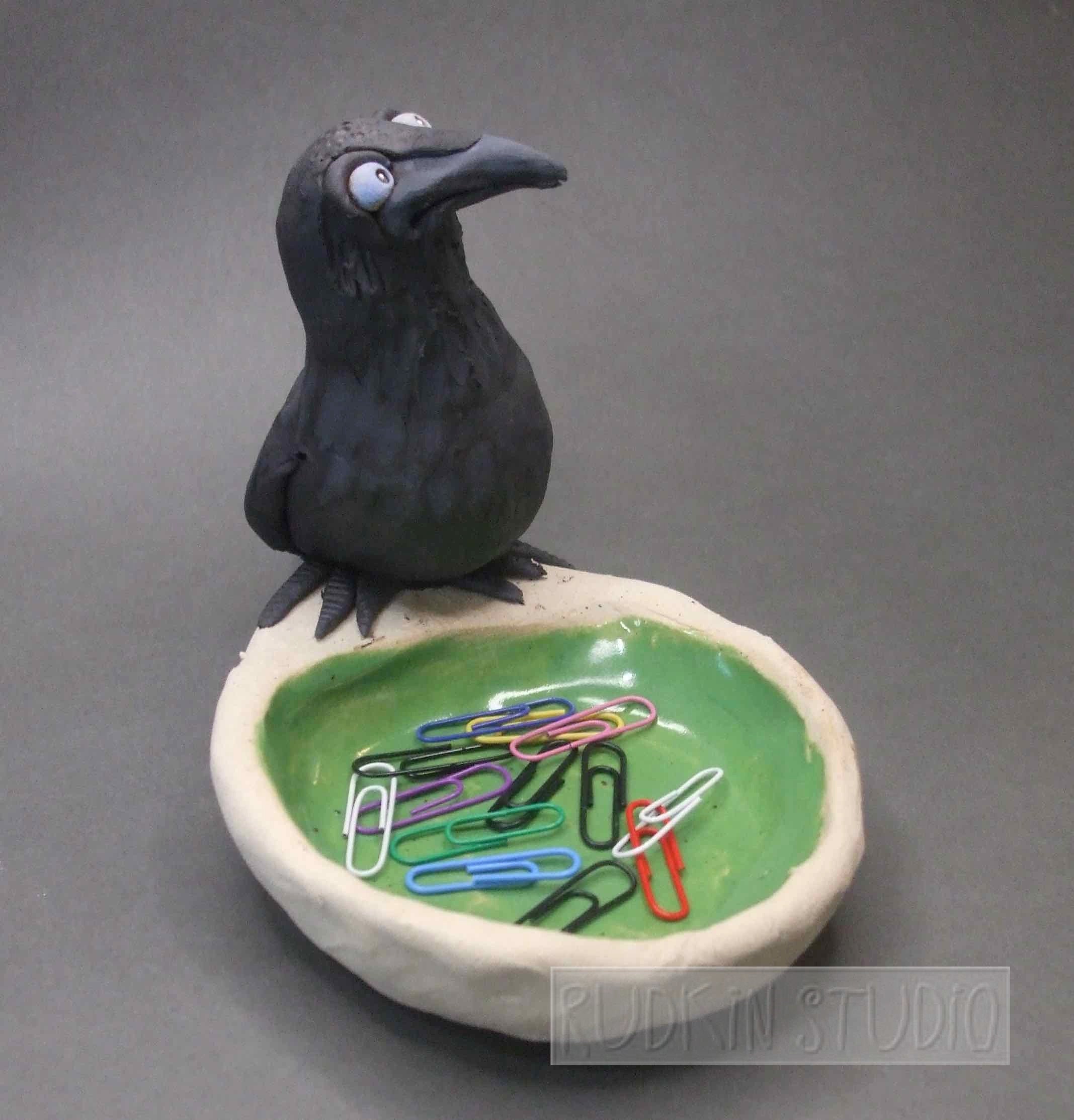 Ceramic Crow Sculpture Dish - Etsy