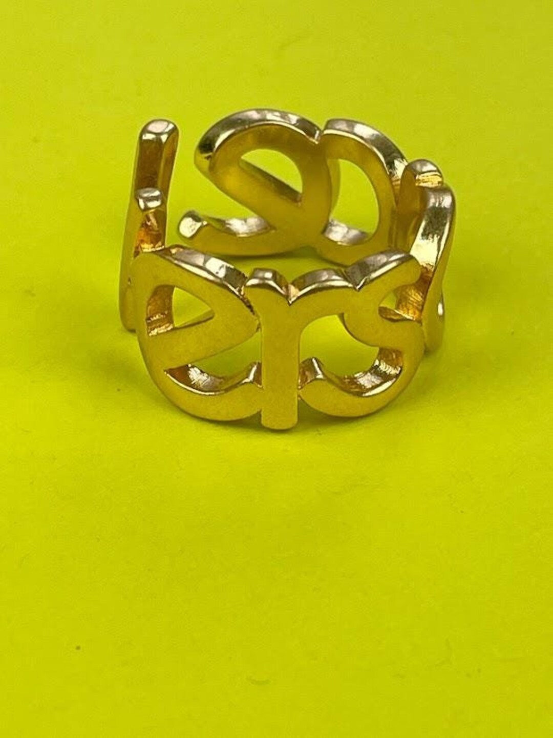 Versace Gold Plated Openwork Logo Statement Ring - Etsy