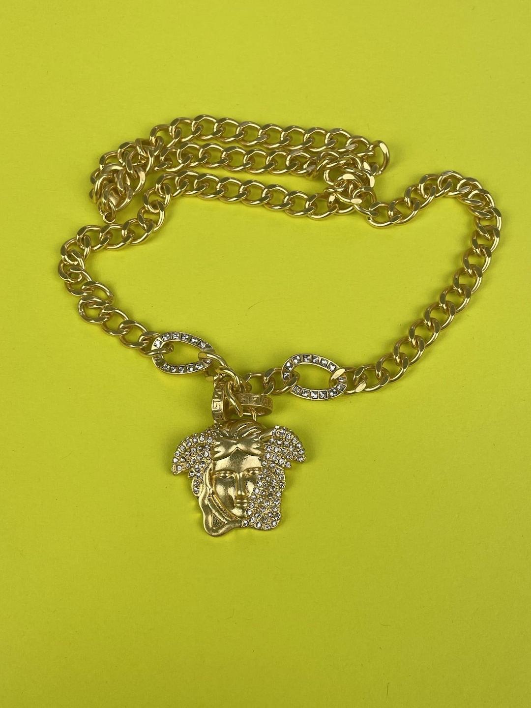 VERSACE Gold Rope Chain Medusa Shaped Charming Pendant Necklace - Etsy