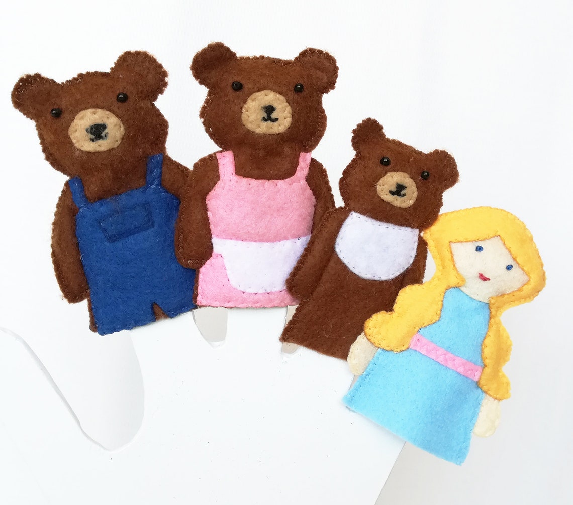 Goldilocks and the Three Bears felt finger puppet PDF pattern | Etsy