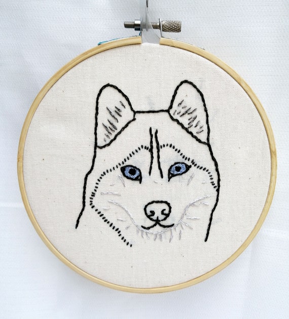 HUSKY Dog Hand Embroidery PDF Pattern Easy Beginner Hoop - Etsy