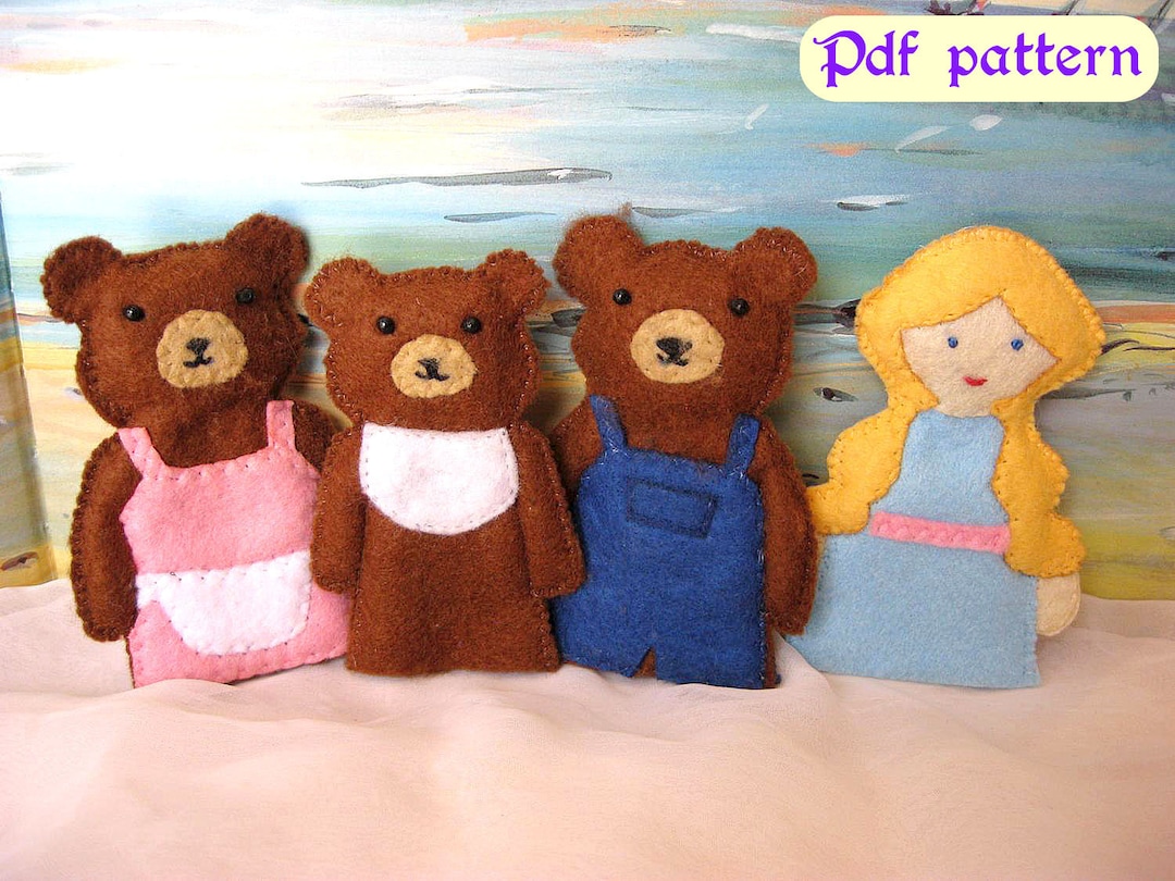Goldilocks and the Three Bears Felt Finger Puppet PDF Pattern and Step ...
