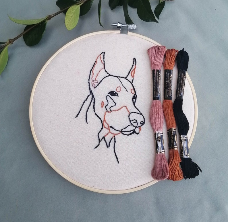DOBERMAN - Dog Hand Embroidery PDF Pattern, Easy Beginner Hoop ...