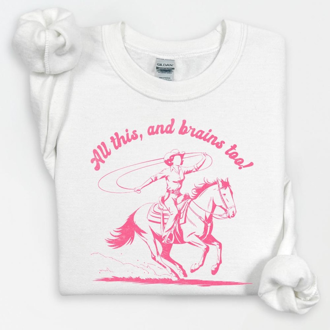 Rodeo Cowgirl Sweatshirt, Western Theme Crewneck Jumper, Women Cowboy ...