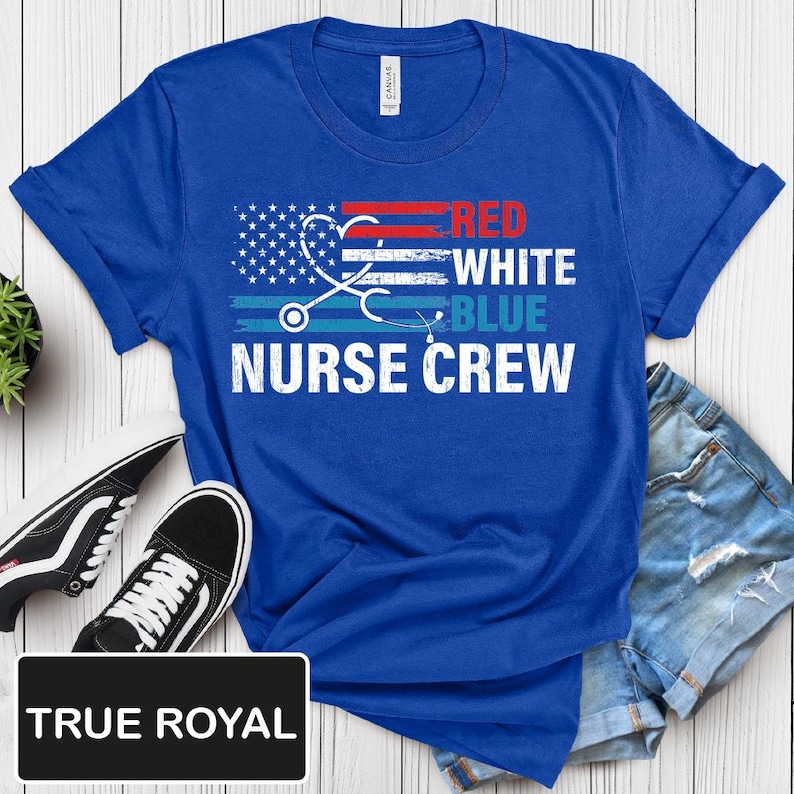 Red White Blue Nurse Crew T-shirt, Patriotic 4th of July Unisex Tee - Etsy