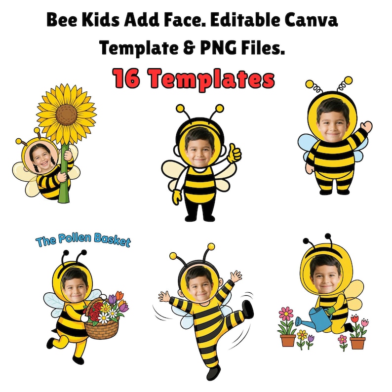 Bee Kids Face Craft Template, Spring Bulletin Board Decor, Cut Activity ...