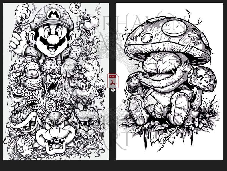Mario & Friends Coloring Book: 50 Pages of Cartoon Fun (digital ...
