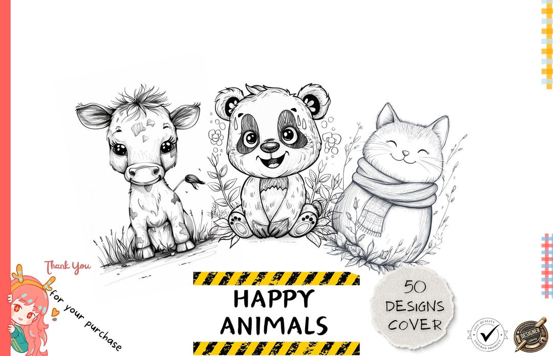 50 HAPPY Animals Coloring Pages for Kids | Farm Coloring Pages | Kids ...