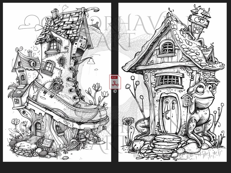 Whimsical Village Coloring Book: 55 Quirky Homes (printable PDF) - Etsy