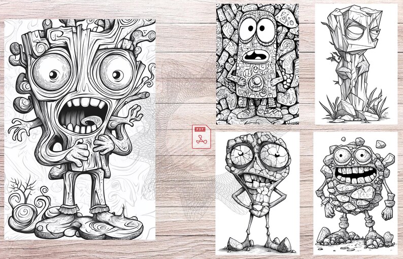 Graffiti Stone Characters Coloring Book: 55 Unique Fantasy Drawings ...