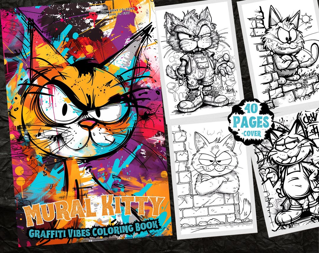 Mural Graffiti Style Coloring Book Colorful Designs, Printable Coloring ...