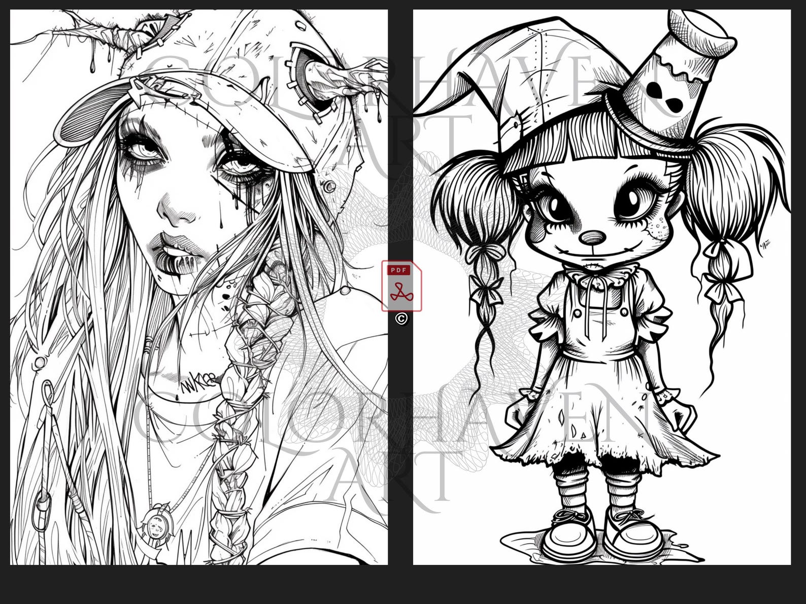 Horror Clowns Coloring Book: Macabre Illustrations (printable PDF) - Etsy