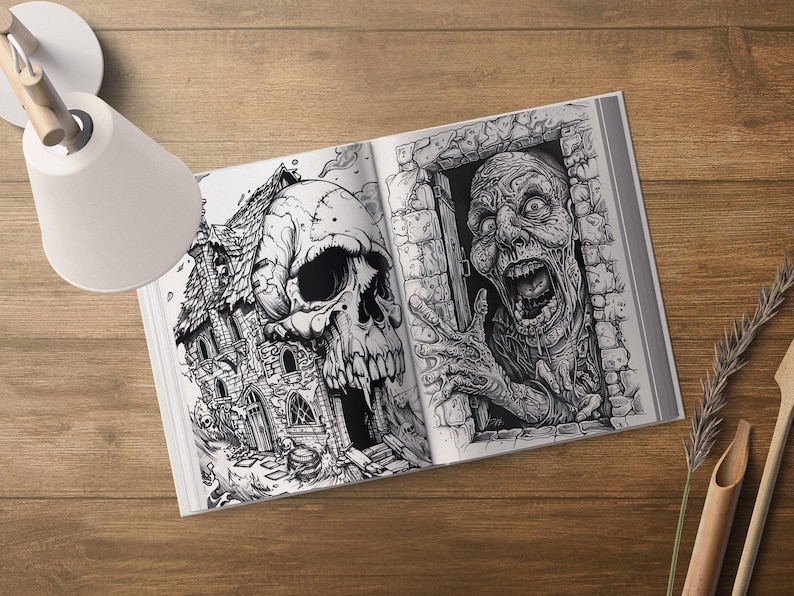 Terrifying Tints Horror Coloring Book: 75 Macabre Illustrations ...