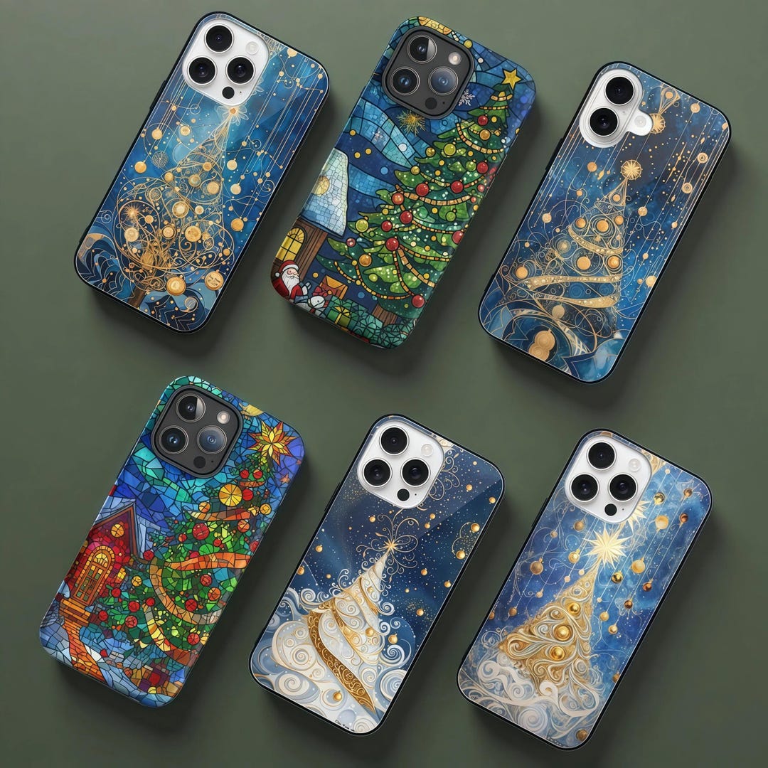 Winter Christmas Phone Case , Faux Stained Glass Phone Case , Winter ...