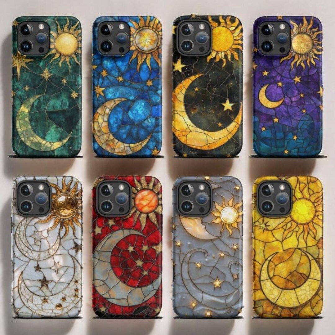 Celestial Stained Glass Moon Sun Pixel Case, Custom Google Pixel Case, Stained Glass Google Case ...