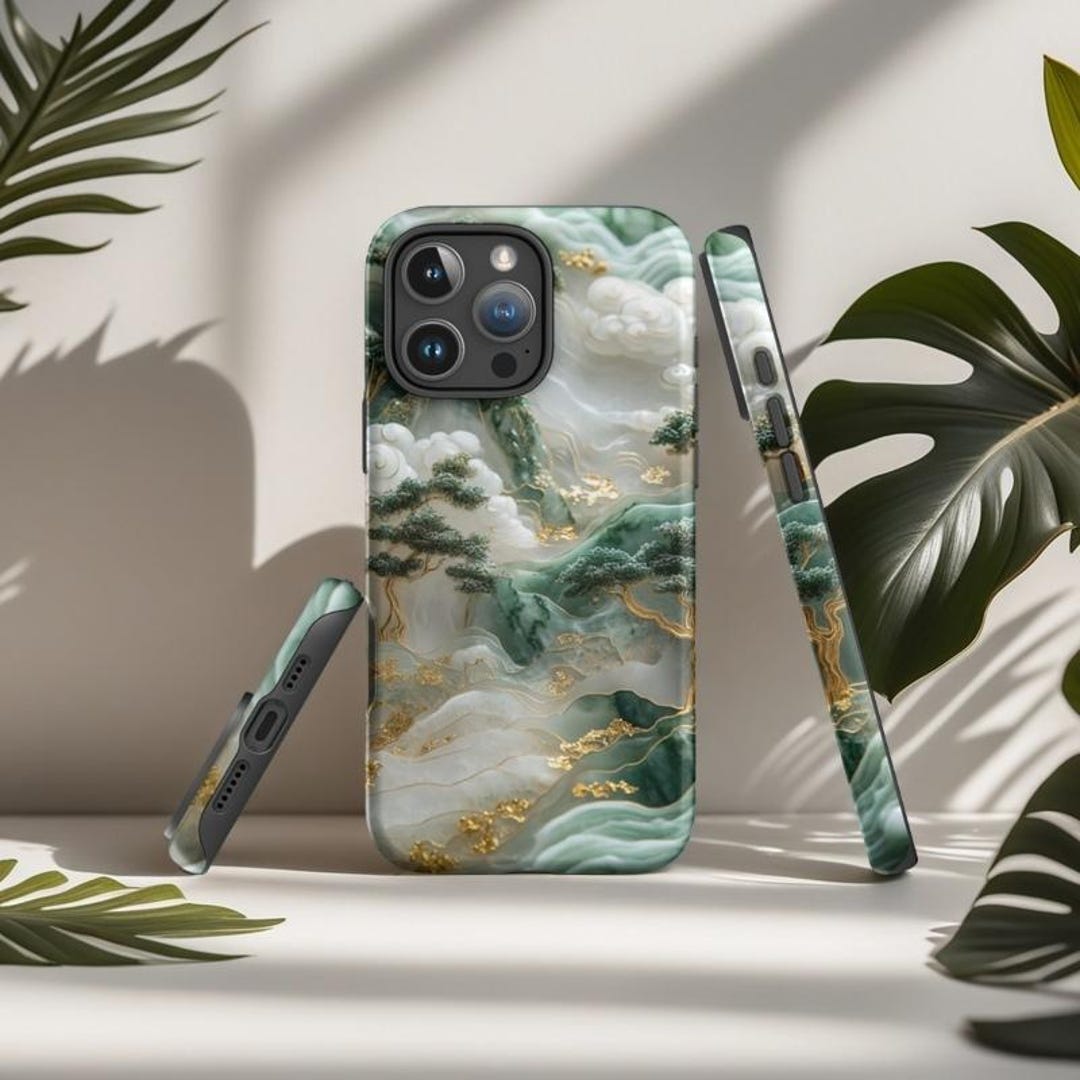 Magsafe Asian Jade Carving Tough Phone Case , Aesthetic Landscape ...