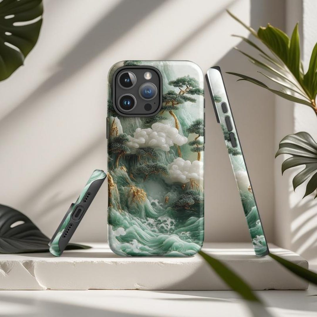 Magsafe Asian Jade Carving Tough Phone Case , Aesthetic Landscape ...