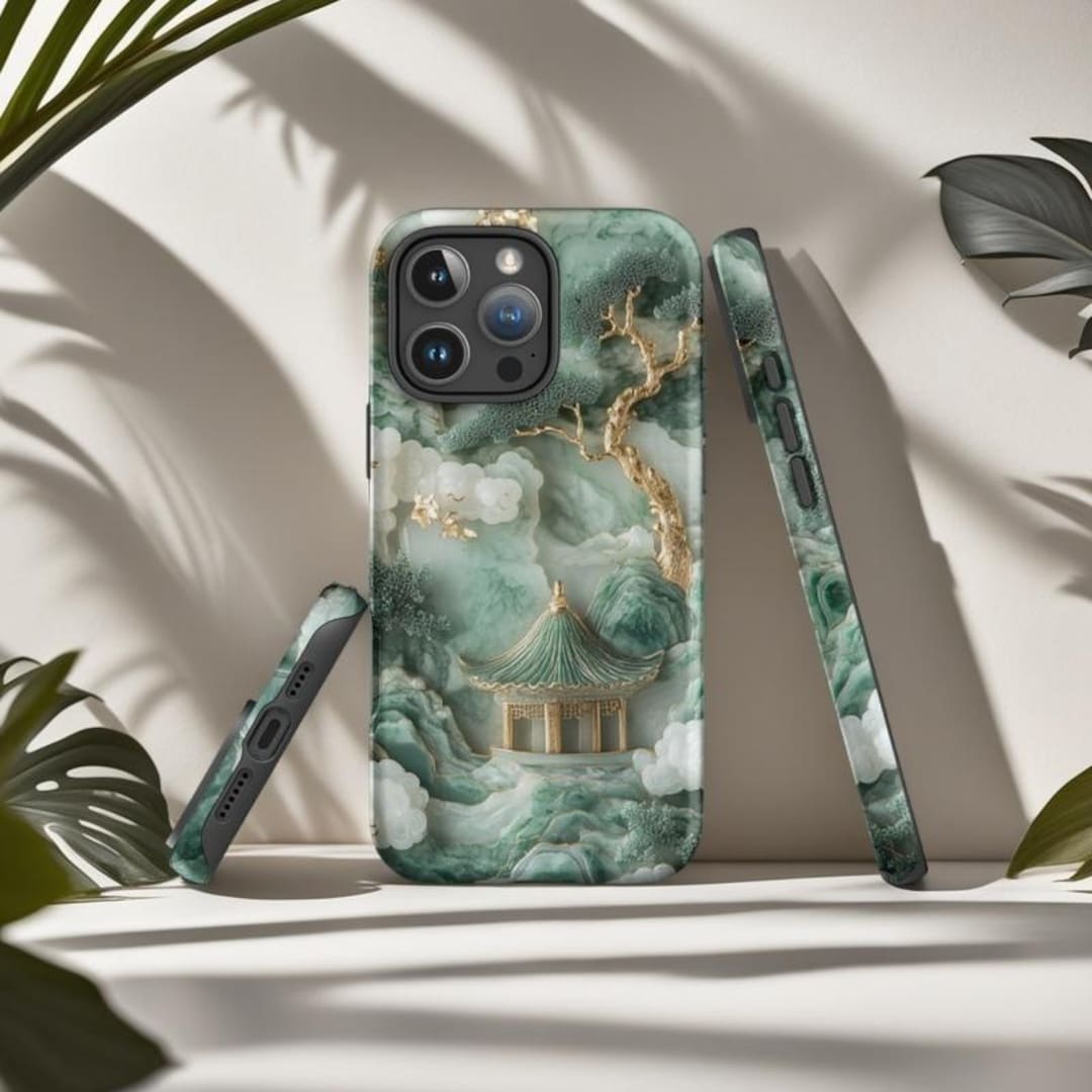 Magsafe Asian Jade Carving Tough Phone Case , Aesthetic Landscape ...